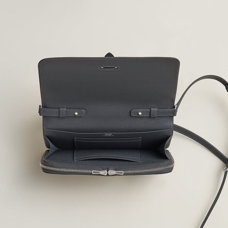 Long wallet in Epsom calfskin - Front fastening with leather tab ...