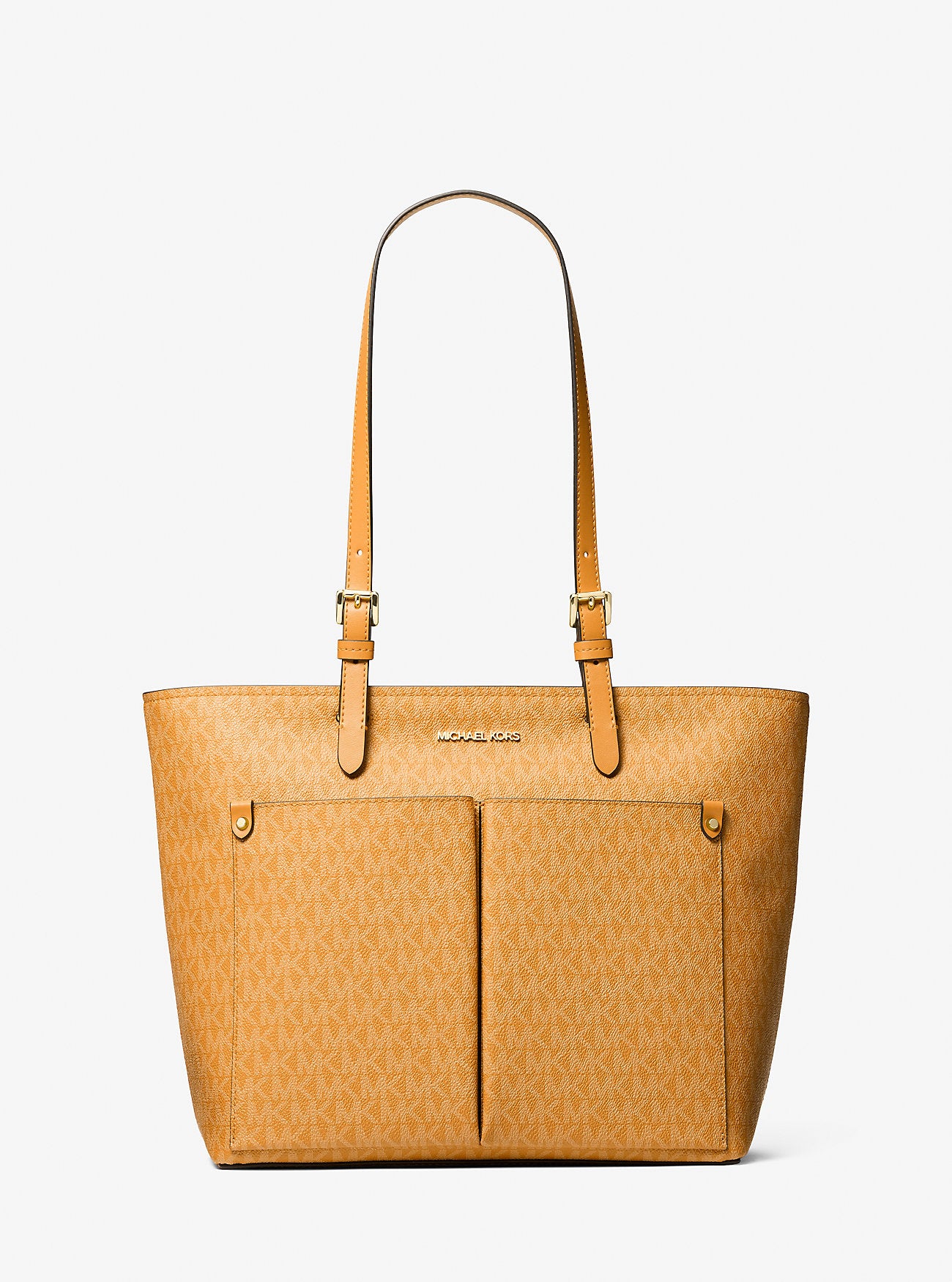 Michael Kors Jet Set Medium Signature Logo Pocket Tote Bag Radiant ...