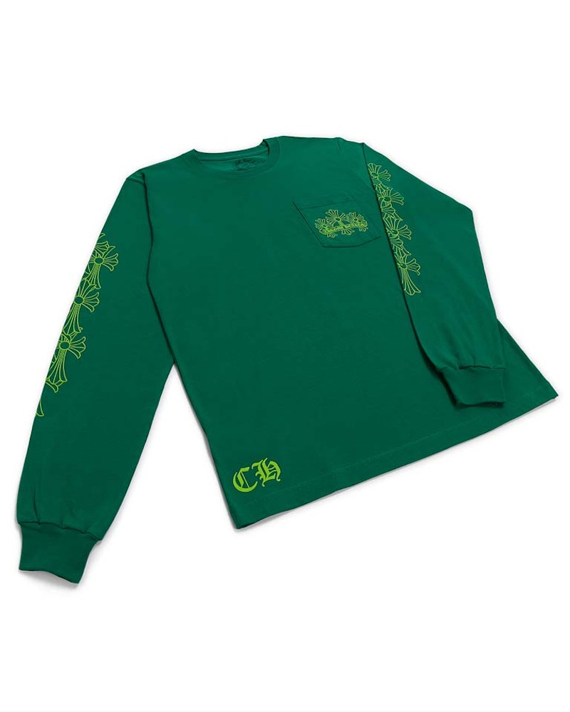 Chrome Hearts Cemetery Cross Long Sleeve Kelly Green/Glo Green – Kicks ...