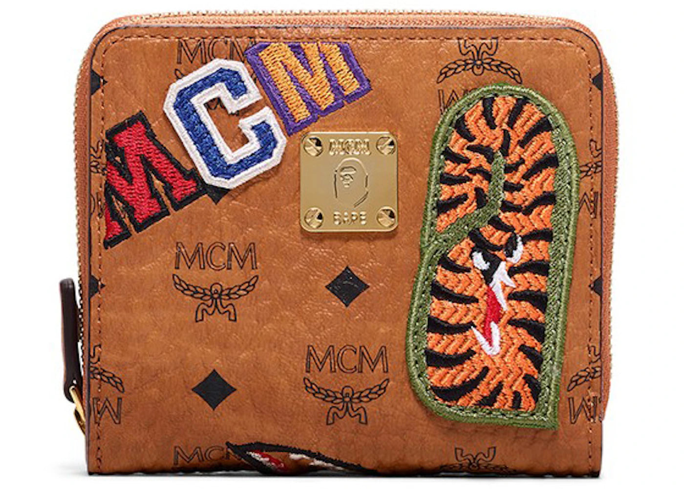 Mcm X Bape Shark Zip Wallet Visetos Mini Cognac – Kicks Machine