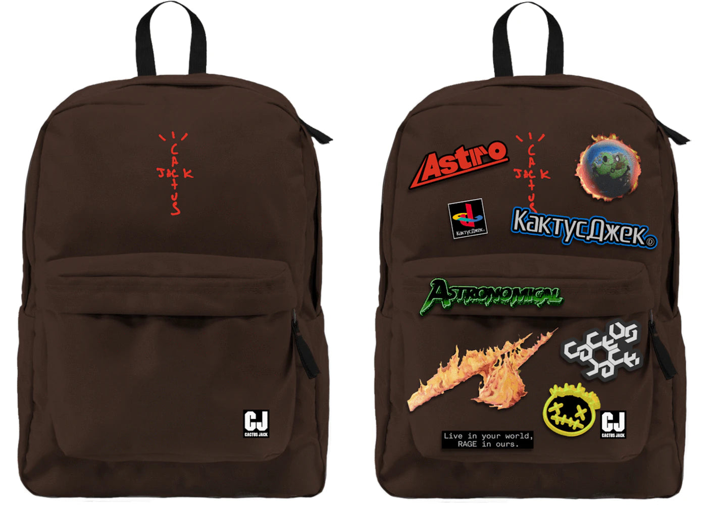 Travis Scott Cactus Jack Backpack With Patch Set Brown – Kicks Machine