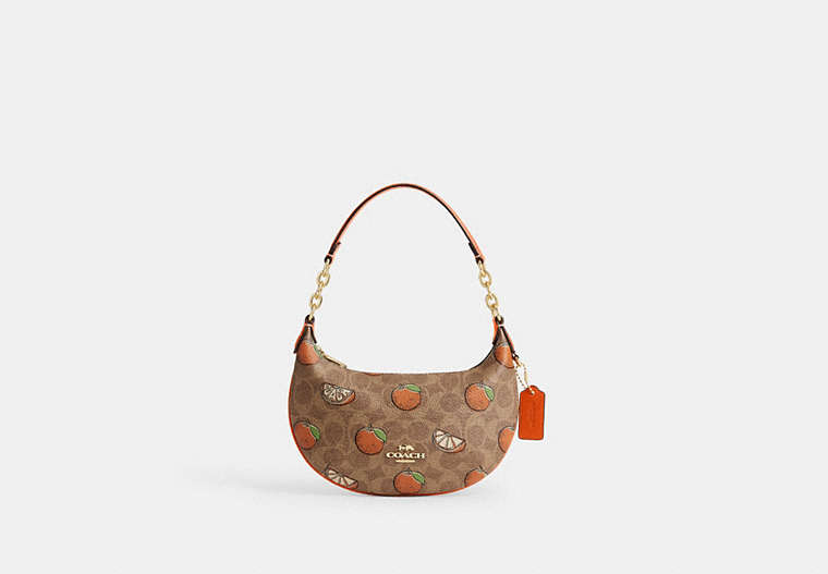 Coach Mini Payton Bag In Signature Canvas With Orange Print Signature ...