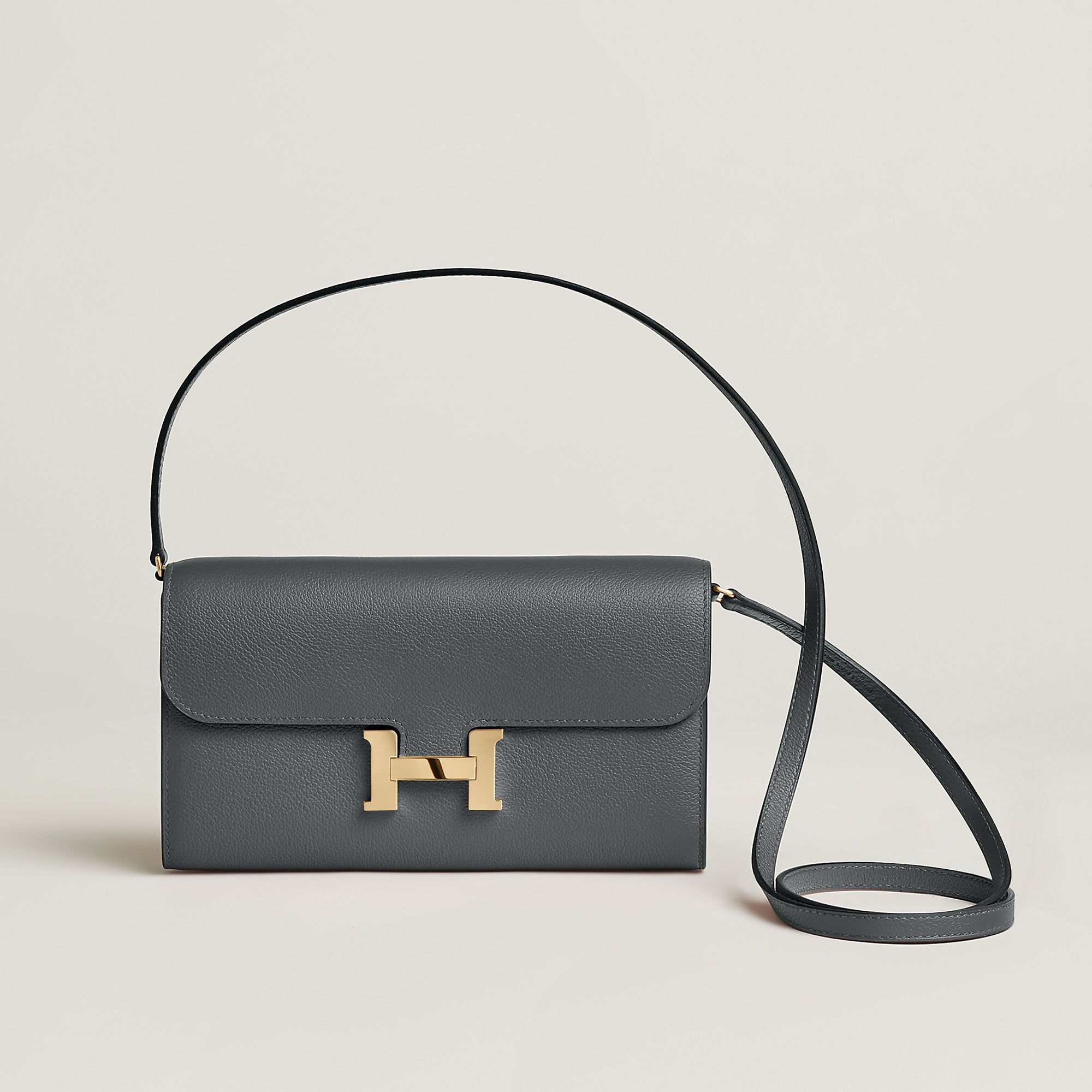 Long wallet in Ever calfskin - Central change purse with zip closure ...