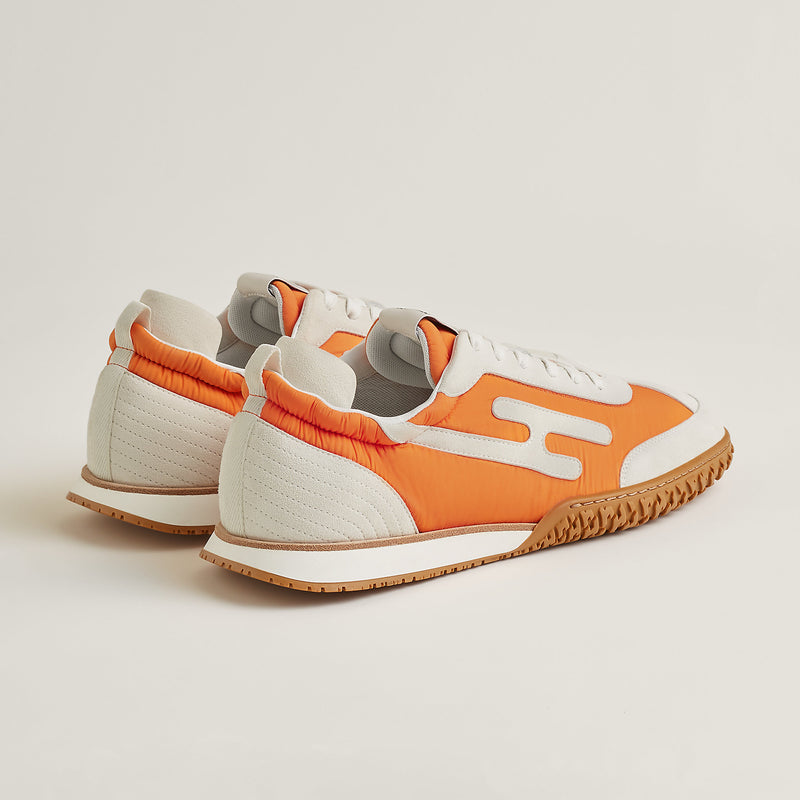 Sneaker in technical canvas and suede goatskin with contrasting design ...