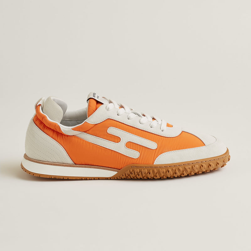 Sneaker in technical canvas and suede goatskin with contrasting design ...